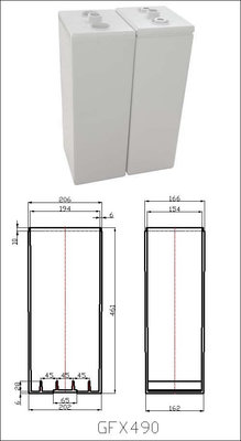 2V 490AH OPzV VRLA Battery Plastics Cases with Lids