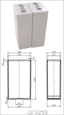 2V OPzV Lead Sealed Battery Cases 250ah