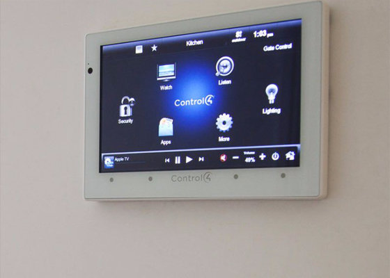 White Color AV Control Panel 7 Inch Wall Touchscreen With RGB LED light