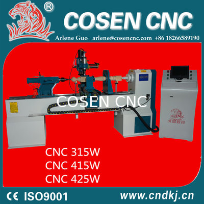 2017 new conditon cnc woodworking lathe with double tools and flat engraving