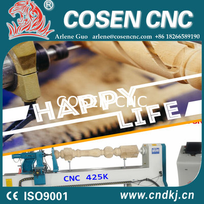 2017 new conditon cnc woodworking lathe with double tools and rotary engraving