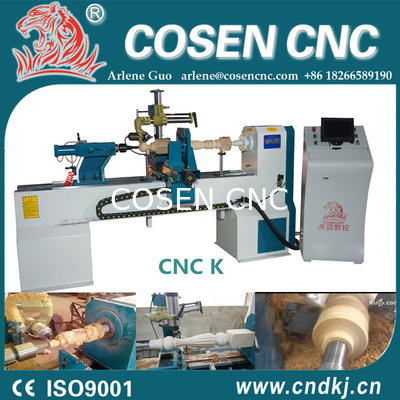 2017 new conditon cnc woodworking lathe with double tools and rotary engraving
