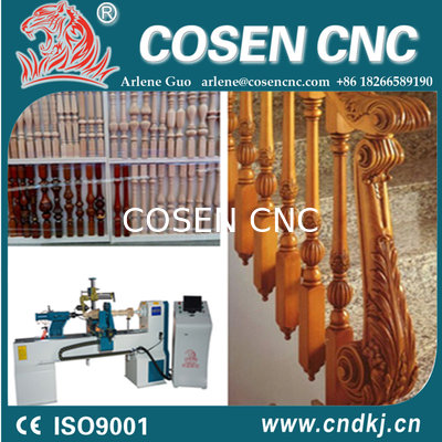 2017 new conditon cnc woodworking lathe with double tools and rotary engraving