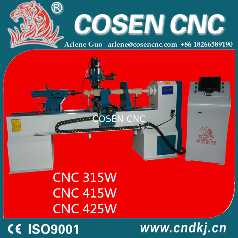 2017 new conditon cnc woodworking lathe with double tools and flat engraving