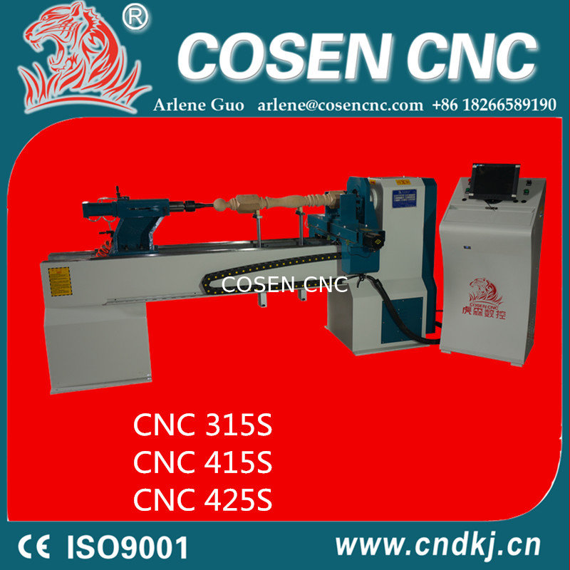 2017 new conditon cnc woodworking lathe with double tools and single spindle