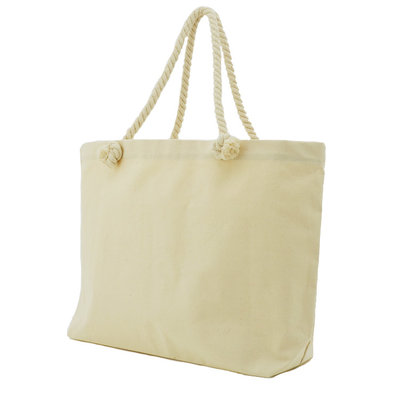 Custom Summer Beach Tote Bags , Recycled Canvas Beach Bag With Rope Handle