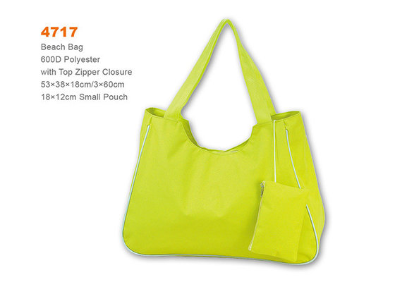 Zippered Summer Beach Tote Bags High Density 600D Polyester Type With Inner Pouch
