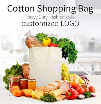 Basic Eco Friendly Cotton Shopping Tote , Promotional Reusable Grocery Bags