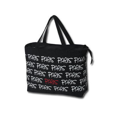 customized zipper two handle cotton souvenir bag black tote bag