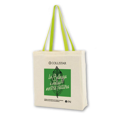 Eco - Friendly Custom Printed Cotton Bags 38x42cm With Colored Handles