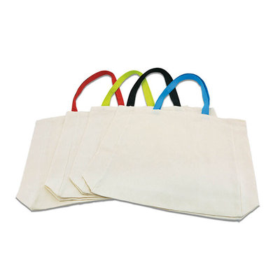 Eco - Friendly Custom Printed Cotton Bags 38x42cm With Colored Handles