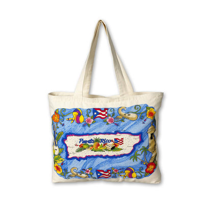 Promotional 280gsm canvas long handle tote bag colorful printing cotton bag