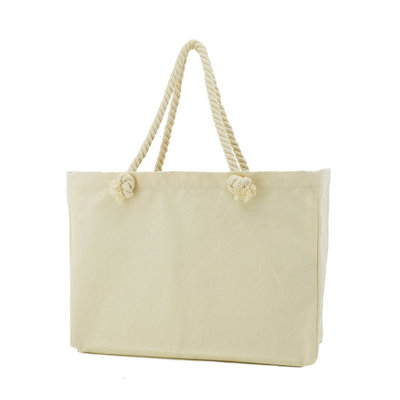 Custom Summer Beach Tote Bags , Recycled Canvas Beach Bag With Rope Handle