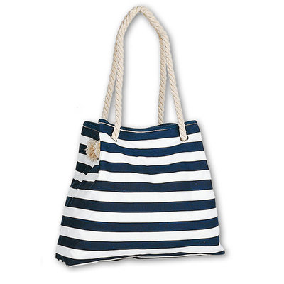 Standard Size Striped Beach Tote Bag , 100% Eco - Friendly Canvas Beach Tote