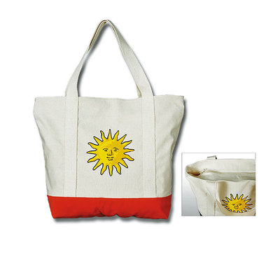 Womens Canvas Shopper Bag With Zip , Double Layer Bottom Canvas Cloth Bags