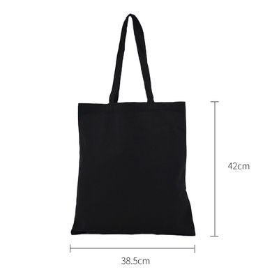 black long handle 38x42cm 100% cotton canvas bag tote carry bag