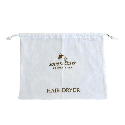 Professional Washable Promotional Drawstring Bags 100% Cotton For Hotel Hair Dryer