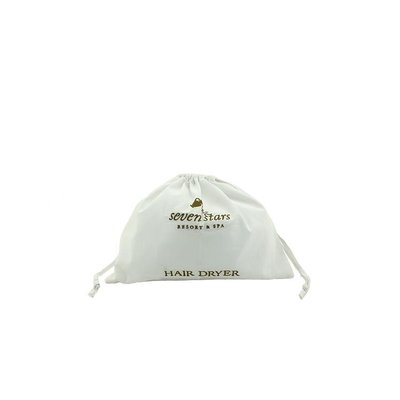Professional Washable Promotional Drawstring Bags 100% Cotton For Hotel Hair Dryer