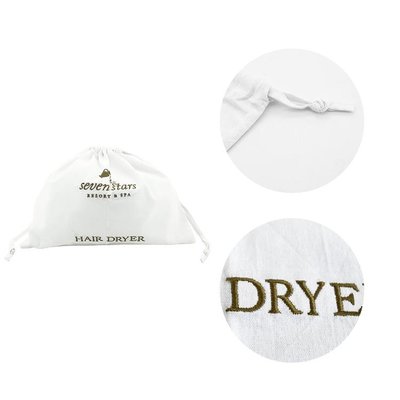 Professional Washable Promotional Drawstring Bags 100% Cotton For Hotel Hair Dryer