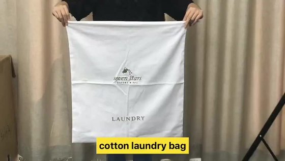 2019 eco friendly large drawstring laundry wash bag travel  natural cotton clothes laundry bag