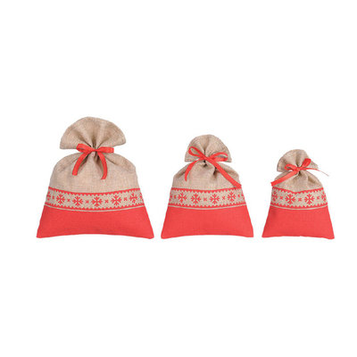 Recyclable Promotional Drawstring Bags , Christmas Gift Mini Jute String Bags