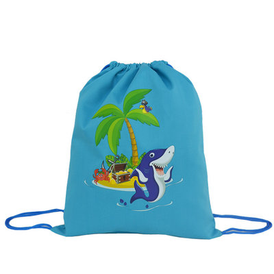 100% Cotton Fabric Custom Cinch Bags , Kids Canvas Cotton Cloth Drawstring Bags