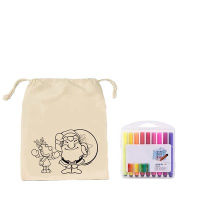 28x32cm Promotional Drawstring Bags / DIY Coloring Painting Bag For Kids
