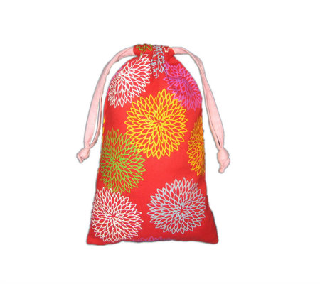 Colorful Custom Pull String Bags Printed Cotton Fabric Drawstring Gift Pouch