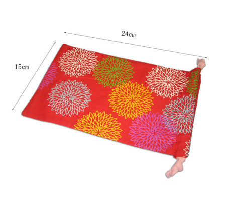 Colorful Custom Pull String Bags Printed Cotton Fabric Drawstring Gift Pouch