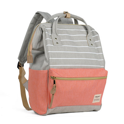 Striped Type Leisure Backpacks , Multi - Functional Baby Diaper Backpack