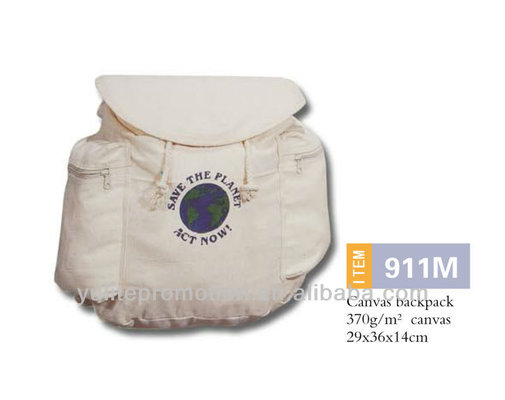 Natural Canvas Rucksack School Bag For Outdoor Activity Custom Logo Accepted