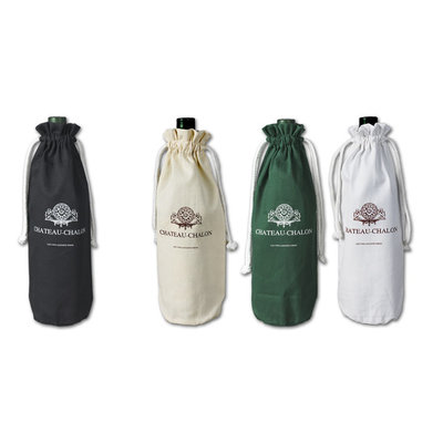 Recyclable Cotton Twill Drawstring Cinch Bag For Wine OEM Accepted