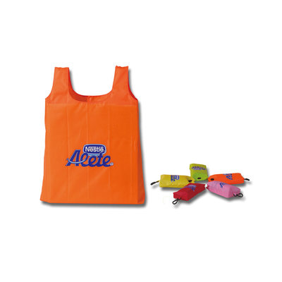 190T Polyester Foldable Reusable Shopping Bags With Plastic Hook