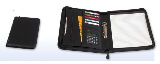 A4 PU Leather Conference Folder , Unisex A4 Leather Zipped Document Wallet