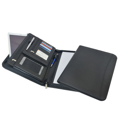 PU Material A4 Portfolio Folder , Leather A4 Zipped Conference Folder