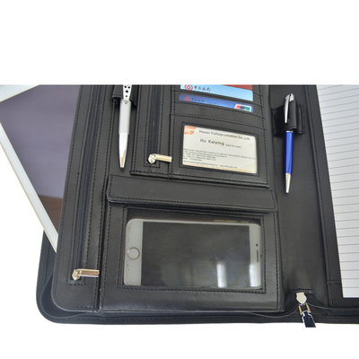 PU Material A4 Portfolio Folder , Leather A4 Zipped Conference Folder