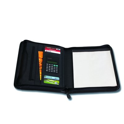 Zipper Closure Type A4 Portfolio Folder With With Calculator & Pen Holder