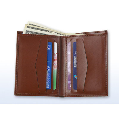 Bi - Fold Type Mens Genuine Leather Business Card Holder / Wallet