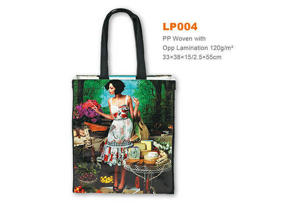 Laminated Woven Polypropylene Bags / Custom Laminated Tote Bags For Shopping