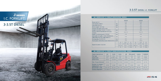 3500KG Diesel Forklift Truck CPCD38H With High Exhaust Fan Full Free Mast