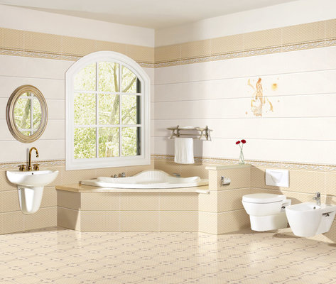 300*600mm glossy inkjet glaze bathroom wall tiles matching 300*300 floor