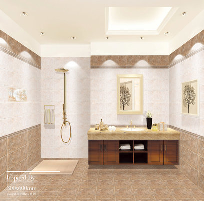 300*600mm glossy inkjet glaze bathroom wall tiles matching 300*300 floor