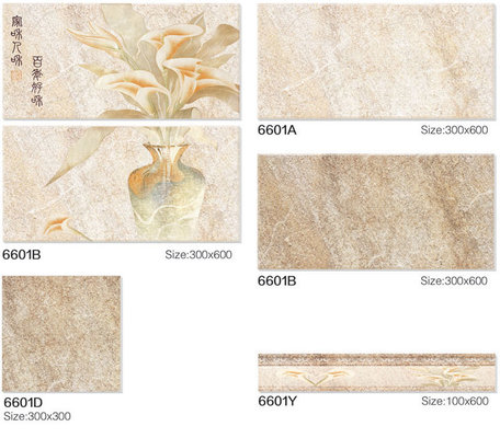 300*600mm glossy inkjet glaze bathroom wall tiles matching 300*300 floor