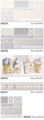 300*600mm glossy inkjet glaze bathroom wall tiles matching 300*300 floor