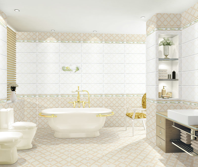 300*600mm glossy inkjet glaze bathroom wall tiles matching 300*300 floor