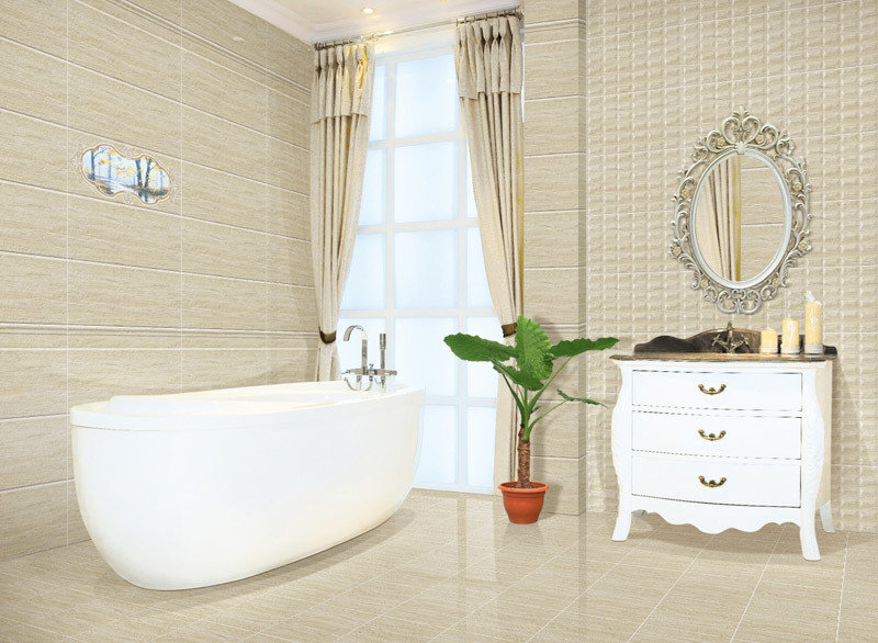 300*600mm glossy inkjet glaze bathroom wall tiles matching 300*300 floor