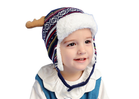 Knitted Ear Cuff Toddler Beanie Hat , Christmas Beanie Hat Unisex Gender