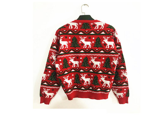 Unisex Red Ugly Design Santa Xmas Knitted Acrylic Sweaters For Party
