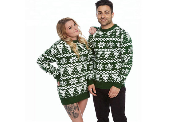 Unisex Long Sleeve Knitted Jumper , Cool Christmas Sweaters Furry Snowflake Patterns