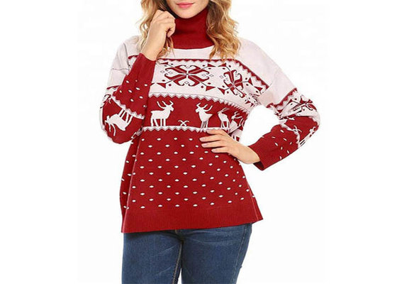 Turtleneck Winter Warm Christmas Reindeer Cute Sweater For Women